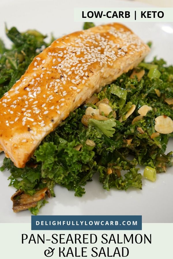 Low-Carb Pan Seared Salmon & Kale Salad - Delightfully Low Carb