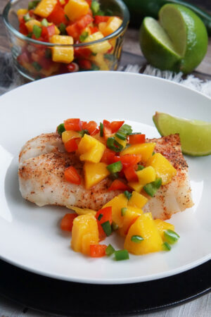 Healthy Baked Cod with Mango Salsa - Delightfully Low Carb