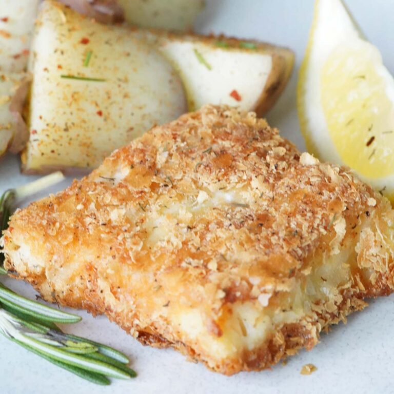 Easy Potato Crusted Cod - Delightfully Low Carb