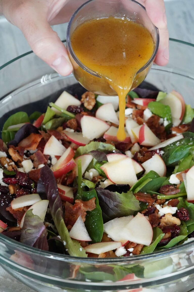 Spinach and Apple Fall Salad With Maple Dijon Dressing - Delightfully ...